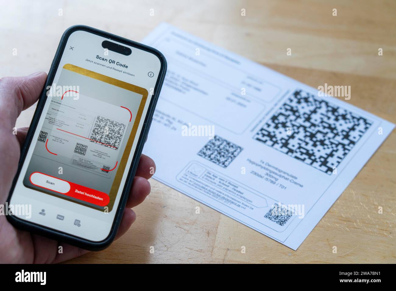 Symbolic image of an e-prescription, prescription issued by a doctor ...