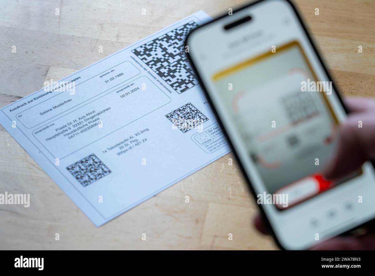 Symbolic image of an e-prescription, prescription issued by a doctor ...