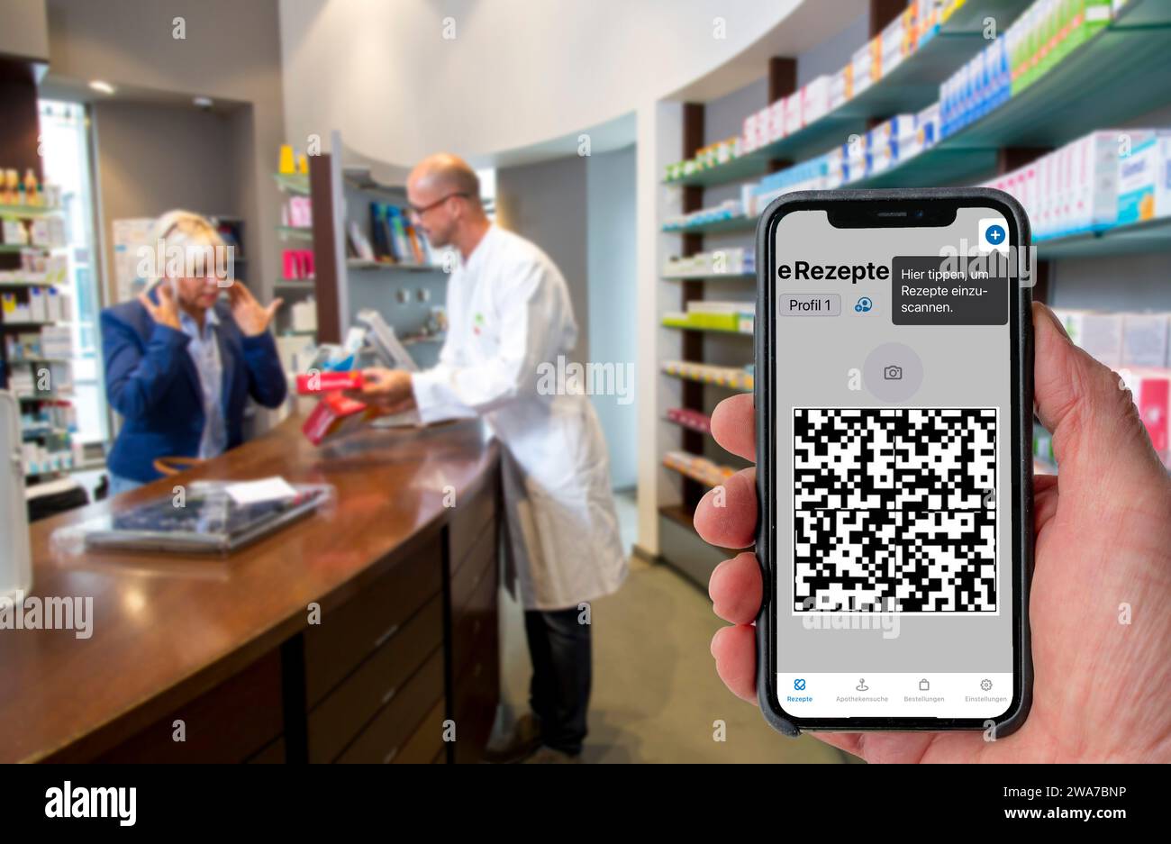 Symbolic image of an e-prescription, prescription issued by a doctor ...