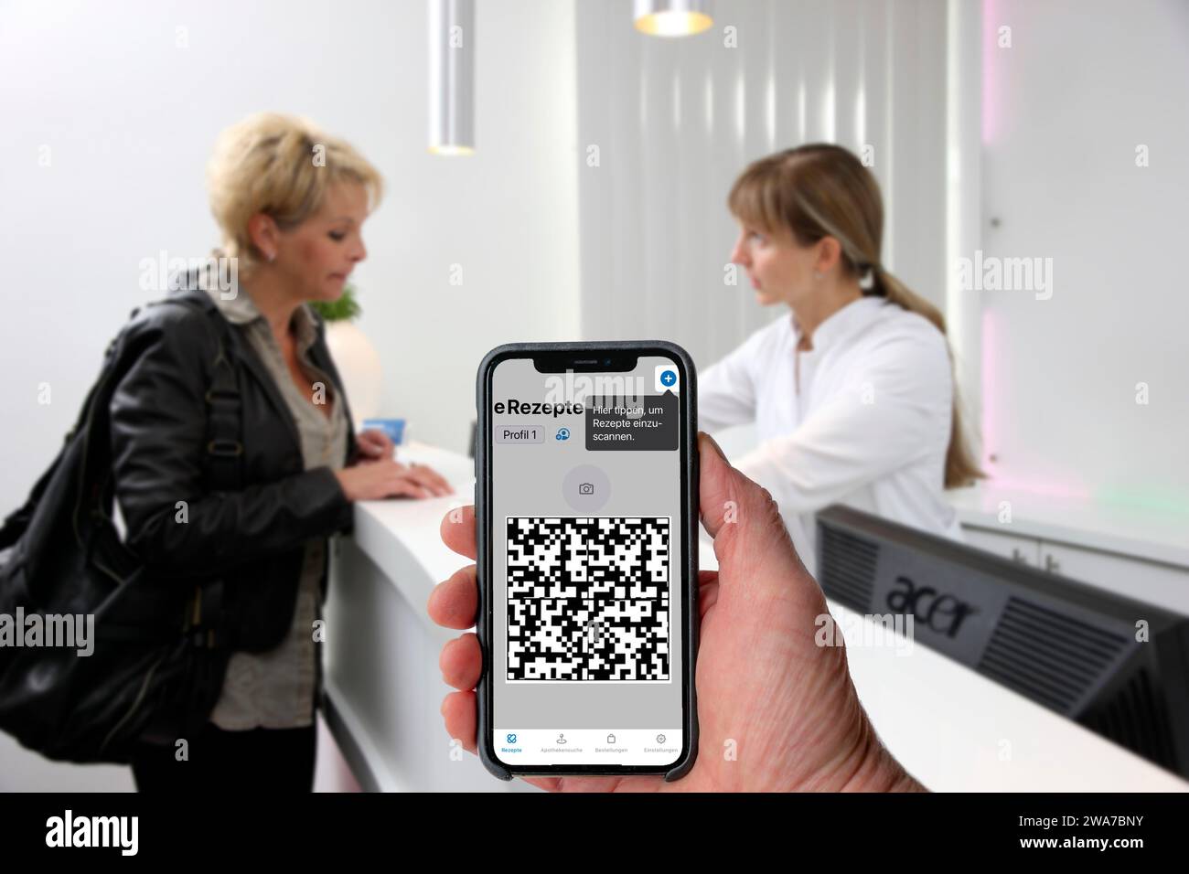 Symbolic image of an e-prescription, prescription issued by a doctor ...