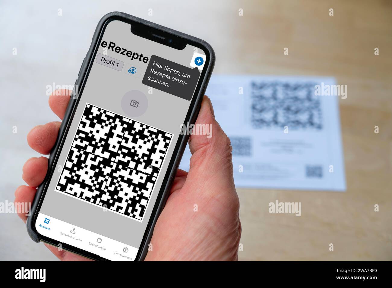 Symbolic image of an e-prescription, prescription issued by a doctor ...