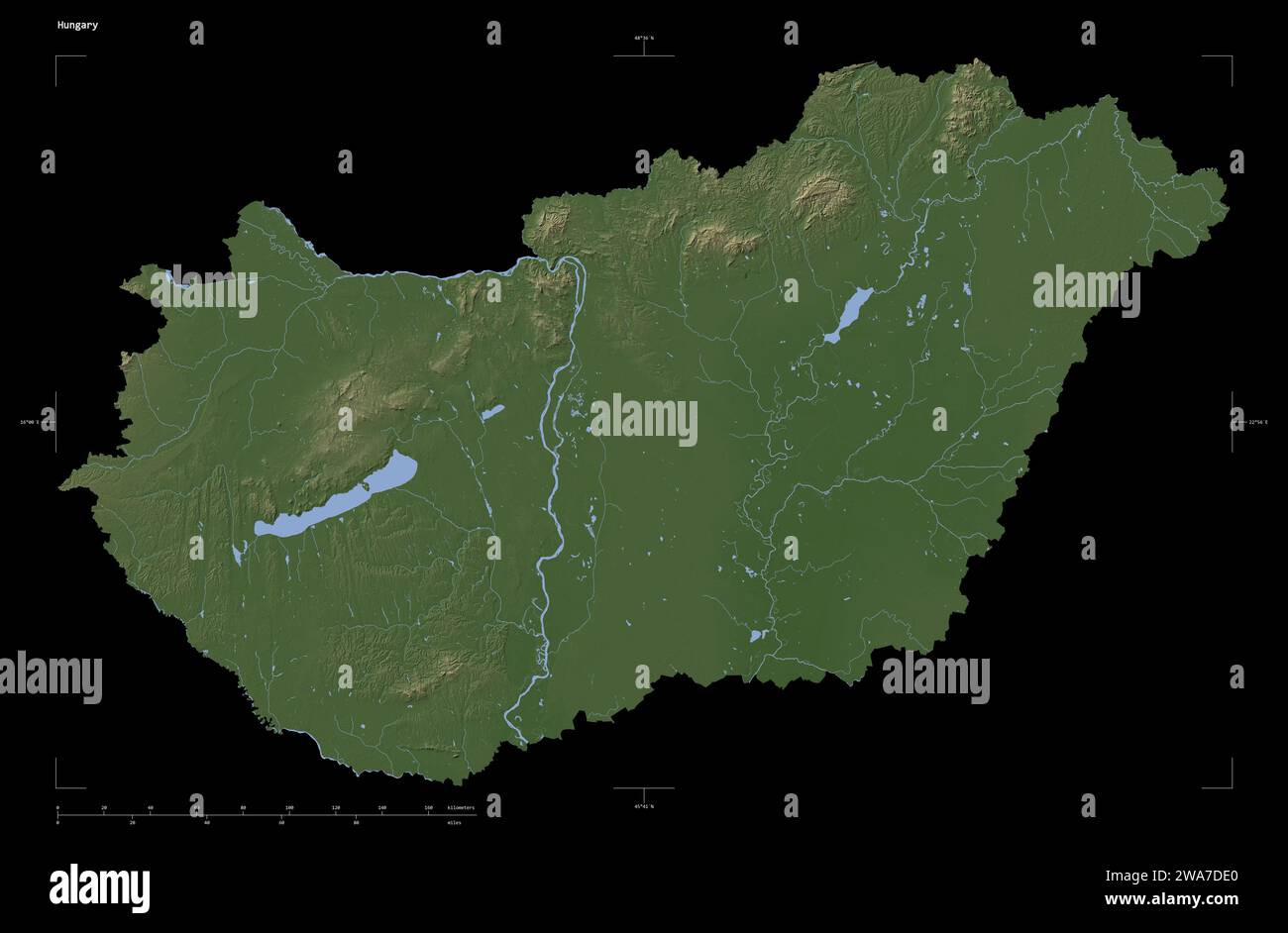 Shape of a Pale colored elevation map with lakes and rivers of the ...