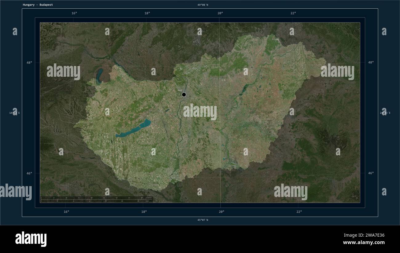 Hungary highlighted on a high resolution satellite map map with the ...