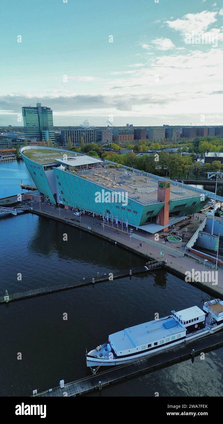 drone photo NEMO museum Amsterdam Netherlands Europe Stock Photo - Alamy