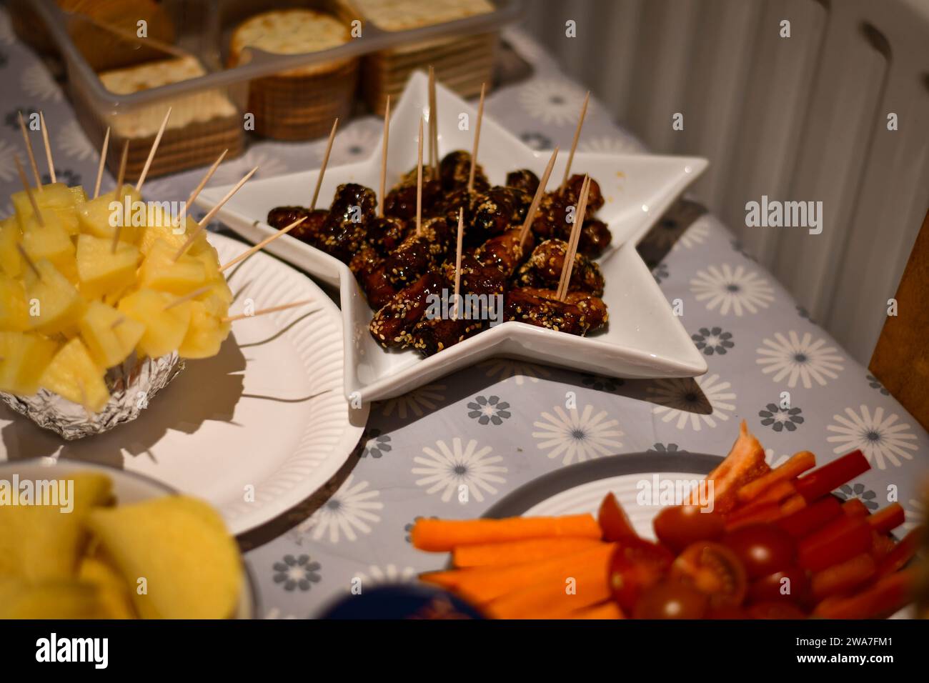 Cheese and pineapple on sticks Stock Photo - Alamy
