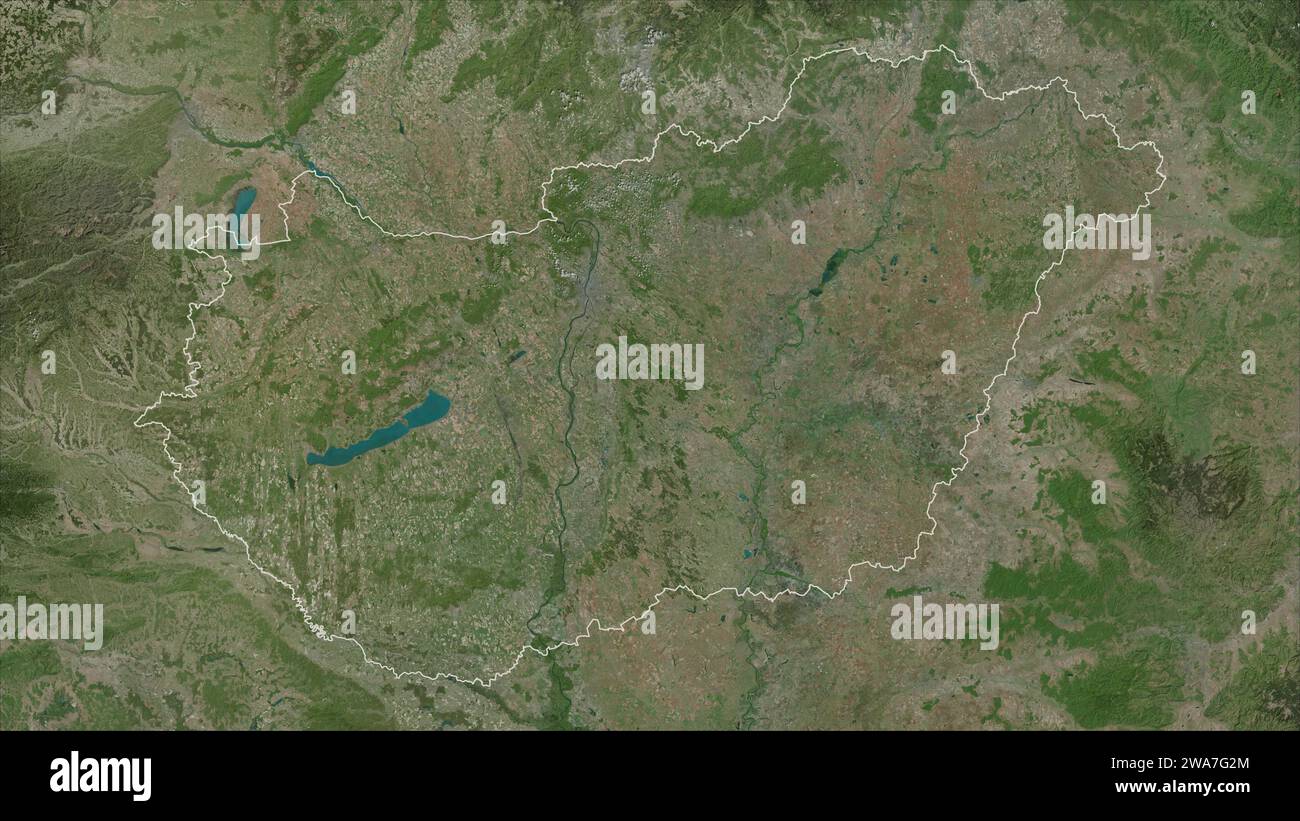 Hungary outlined on a high resolution satellite map Stock Photo - Alamy