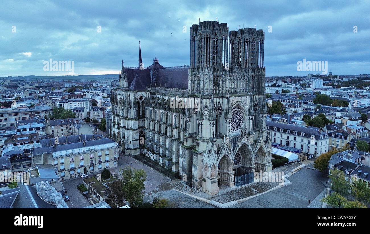 drone photo Reims Cathedral France Europe Stock Photo - Alamy