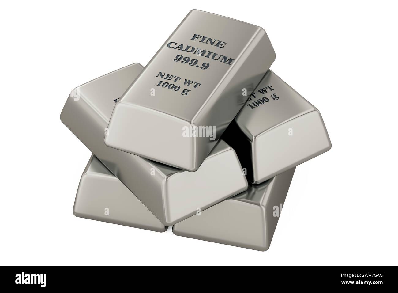 Cadmium ingots, cadmium bars. 3D rendering isolated on white background Stock Photo - Alamy