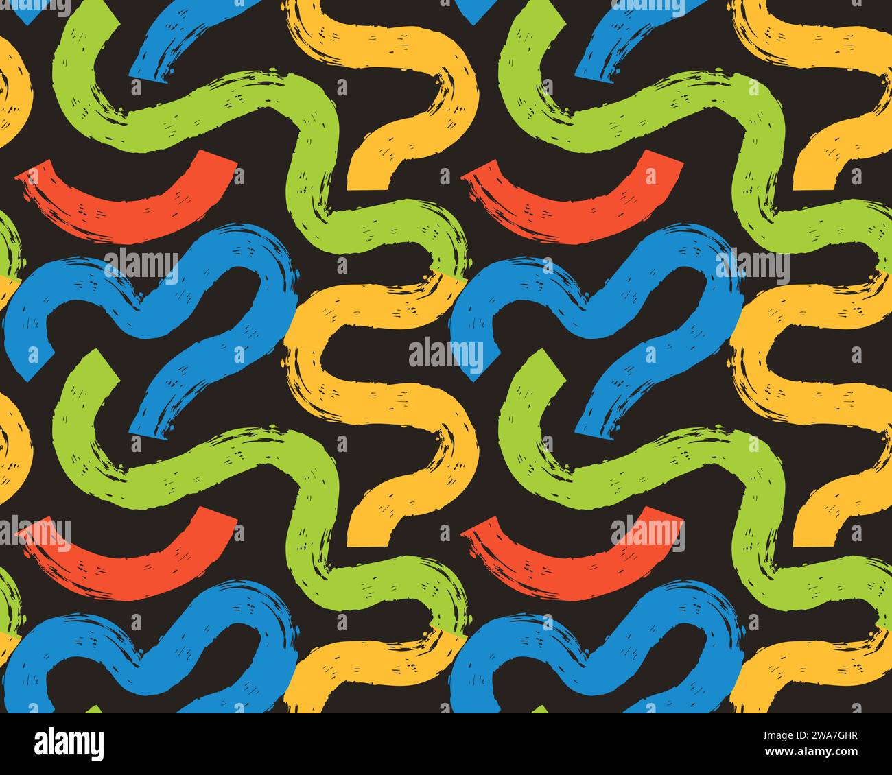 Bright Grunge scribble wallpaper print with squiggles and wavy brushes ...