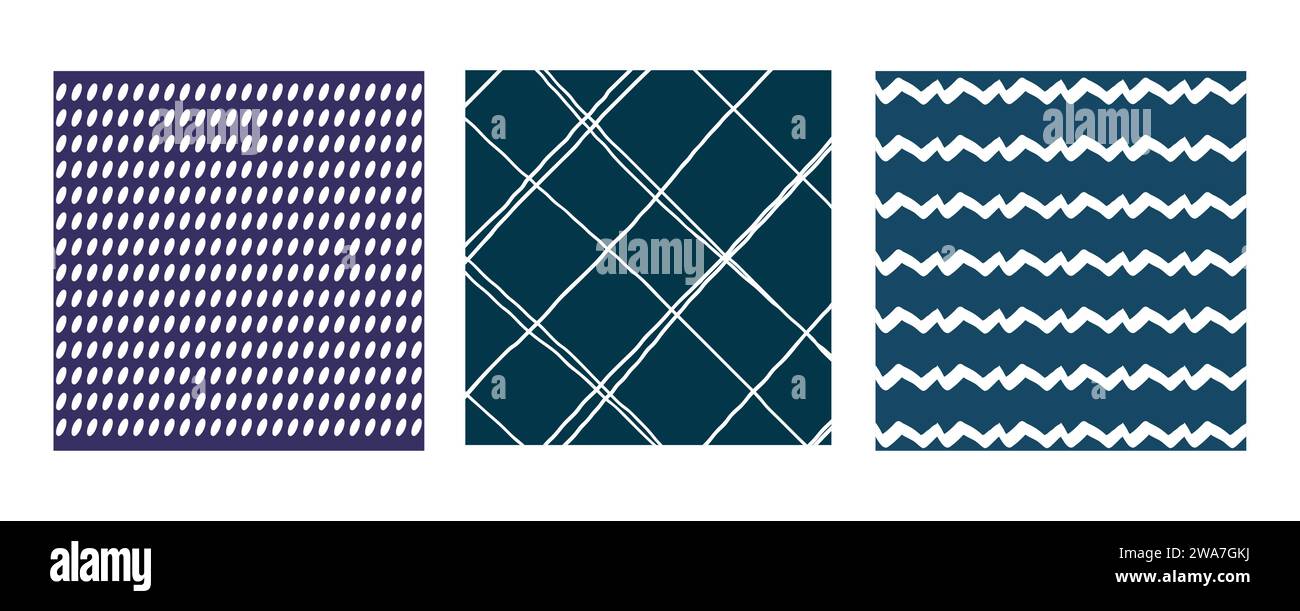 Simple Geometric Hand Drawn Irregular Patterns. Dark navy Doodle ...