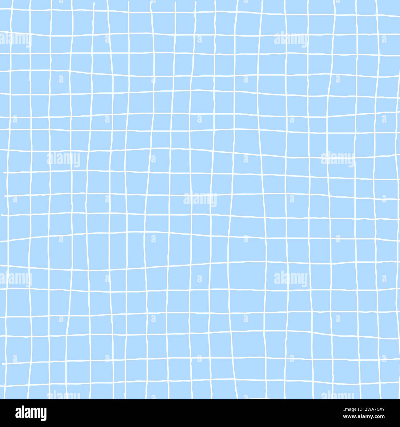 Hand drawn blue plaid pattern. Check, square doodle background. Line ...