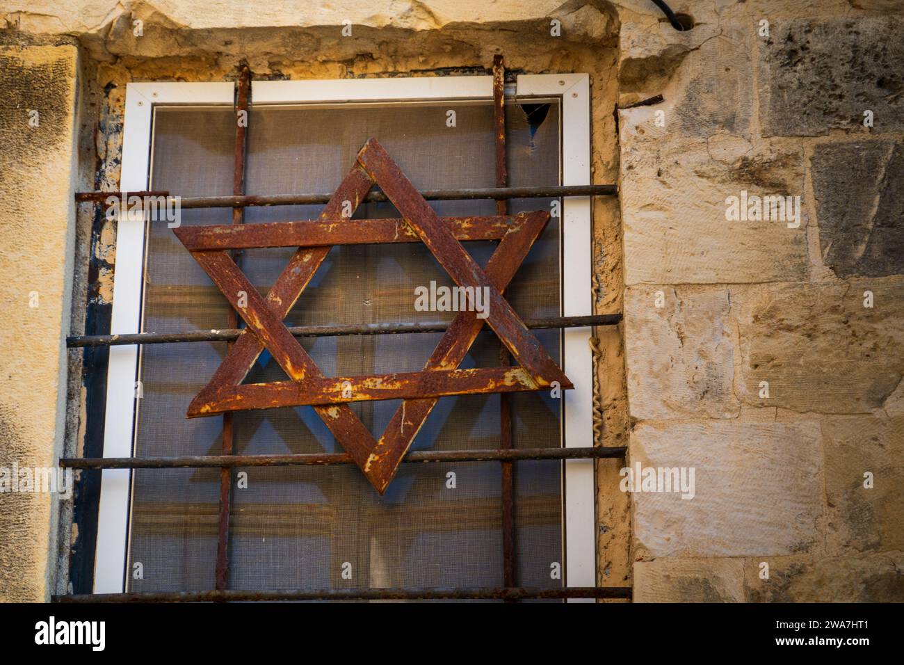 Rustic Star of David on window grille in Jerusalem's historic quarter ...
