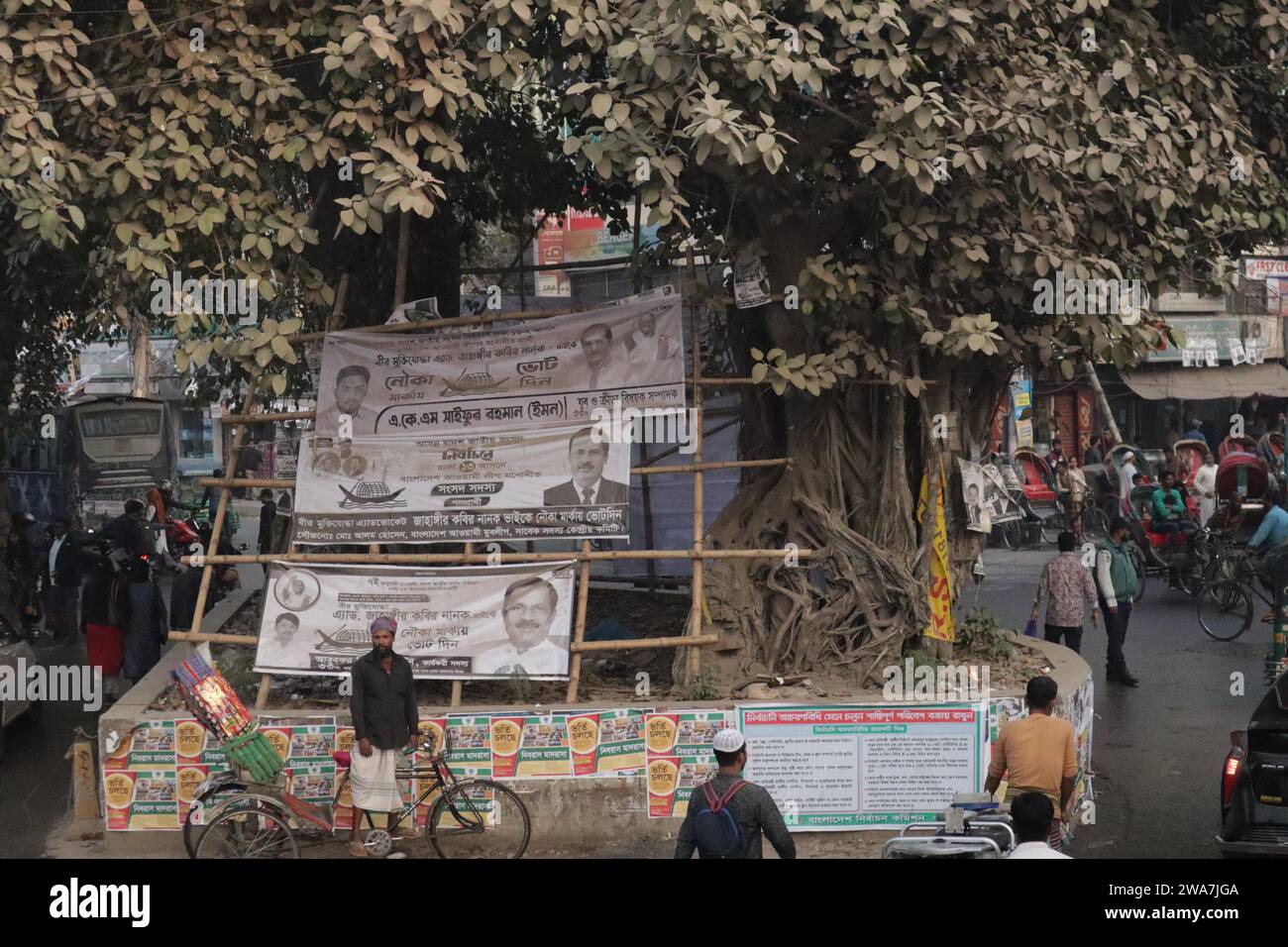 Dhaka, Bangladesh. 3rd Jan, 2024. A general election poster depicting ...