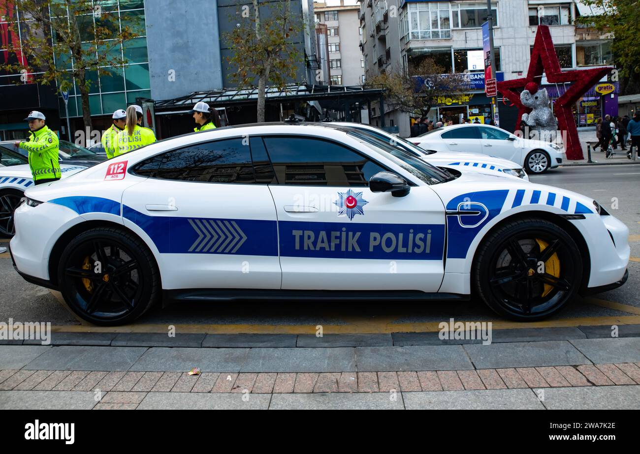 01 01 2024 Bagdat street Kadikoy Istanbul Porsche Taycan Turbo S and ...