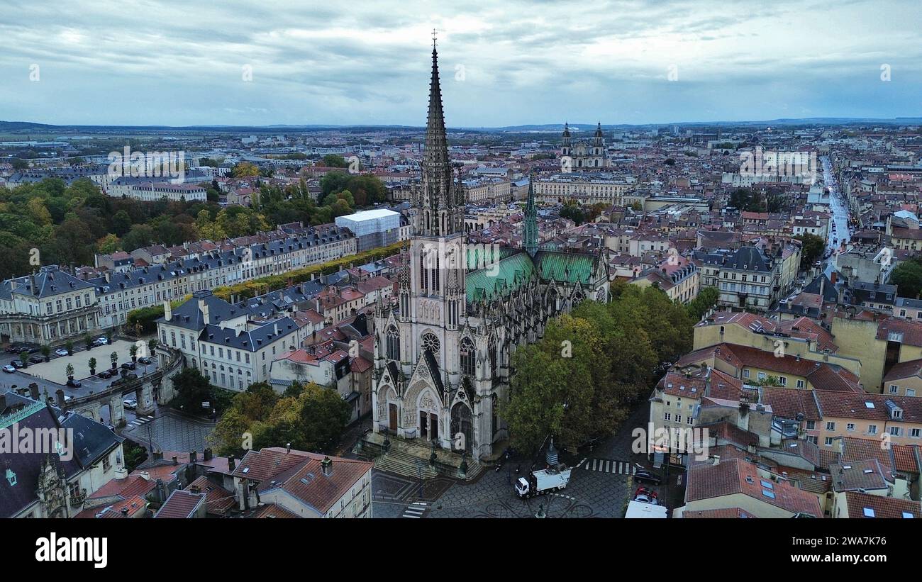 drone photo Saint-Epvre basilica Nancy France europe Stock Photo - Alamy