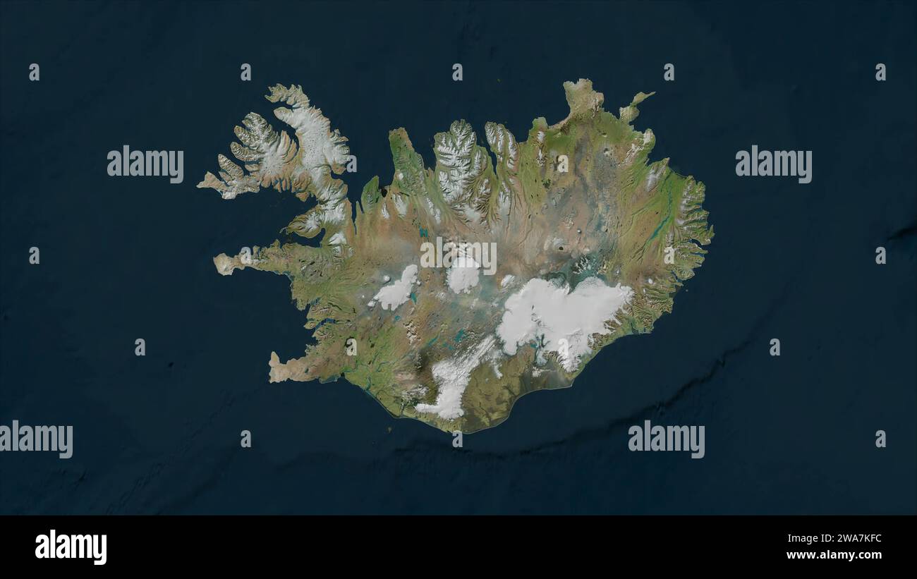 Iceland highlighted on a high resolution satellite map Stock Photo - Alamy