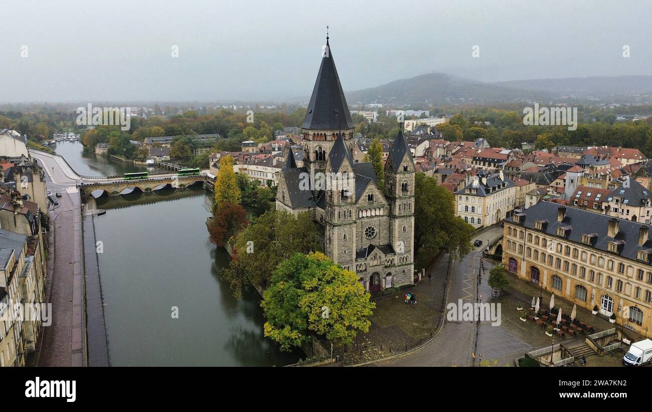 drone photo Temple Neuf Metz France Europe Stock Photo - Alamy