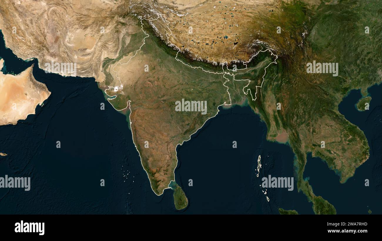 India outlined on a low resolution satellite map Stock Photo - Alamy