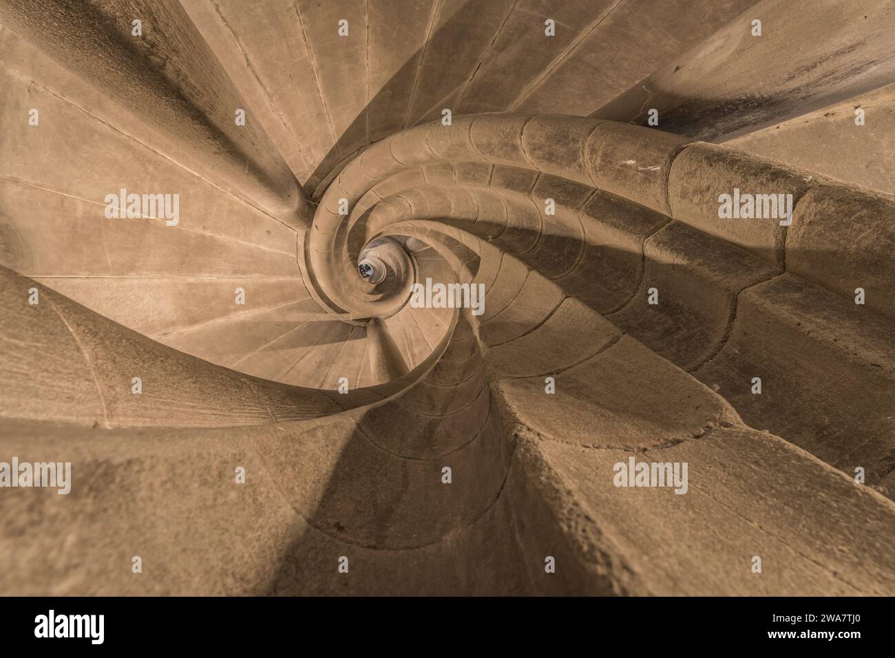 Bottom view of a historic spiral staircase Stock Photo - Alamy