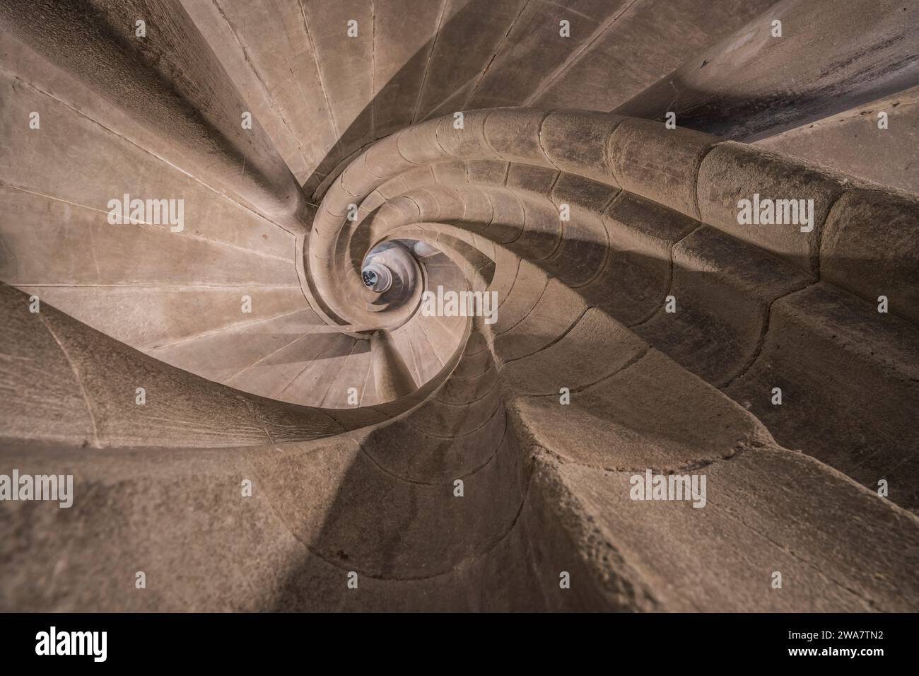 Bottom view of a historic spiral staircase Stock Photo - Alamy