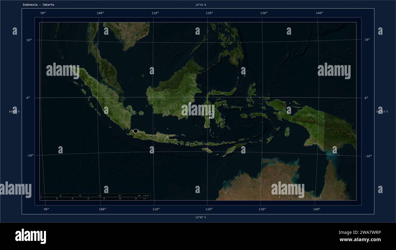 Indonesia highlighted on a low resolution satellite map map with the ...