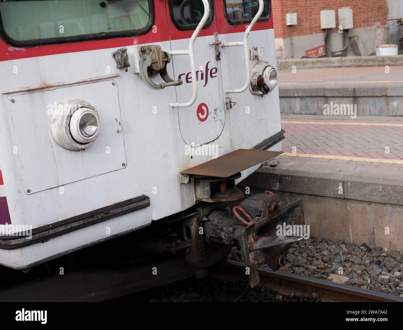 Renfe series 442 narrow gauge train, parked at the Cercedilla train ...