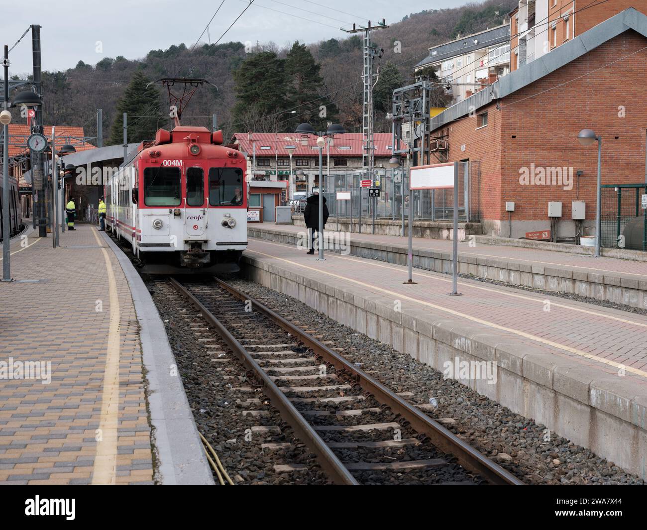 Renfe series 442 narrow gauge train, parked at the Cercedilla train ...