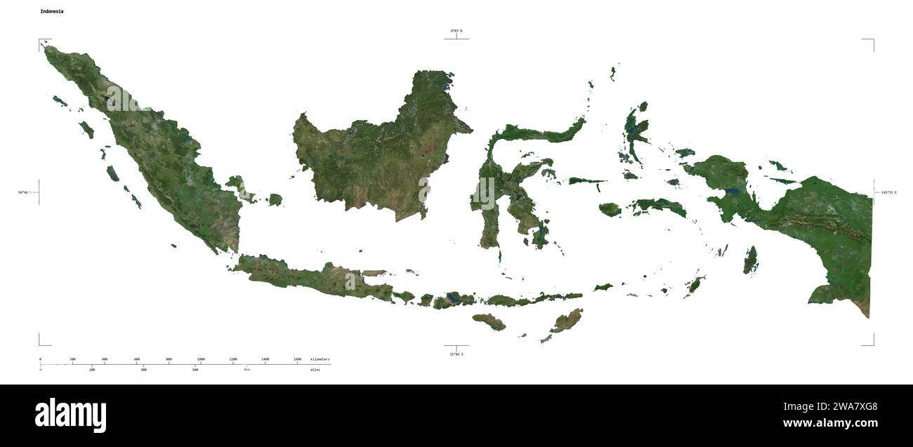 Shape of a high resolution satellite map of the Indonesia, with ...