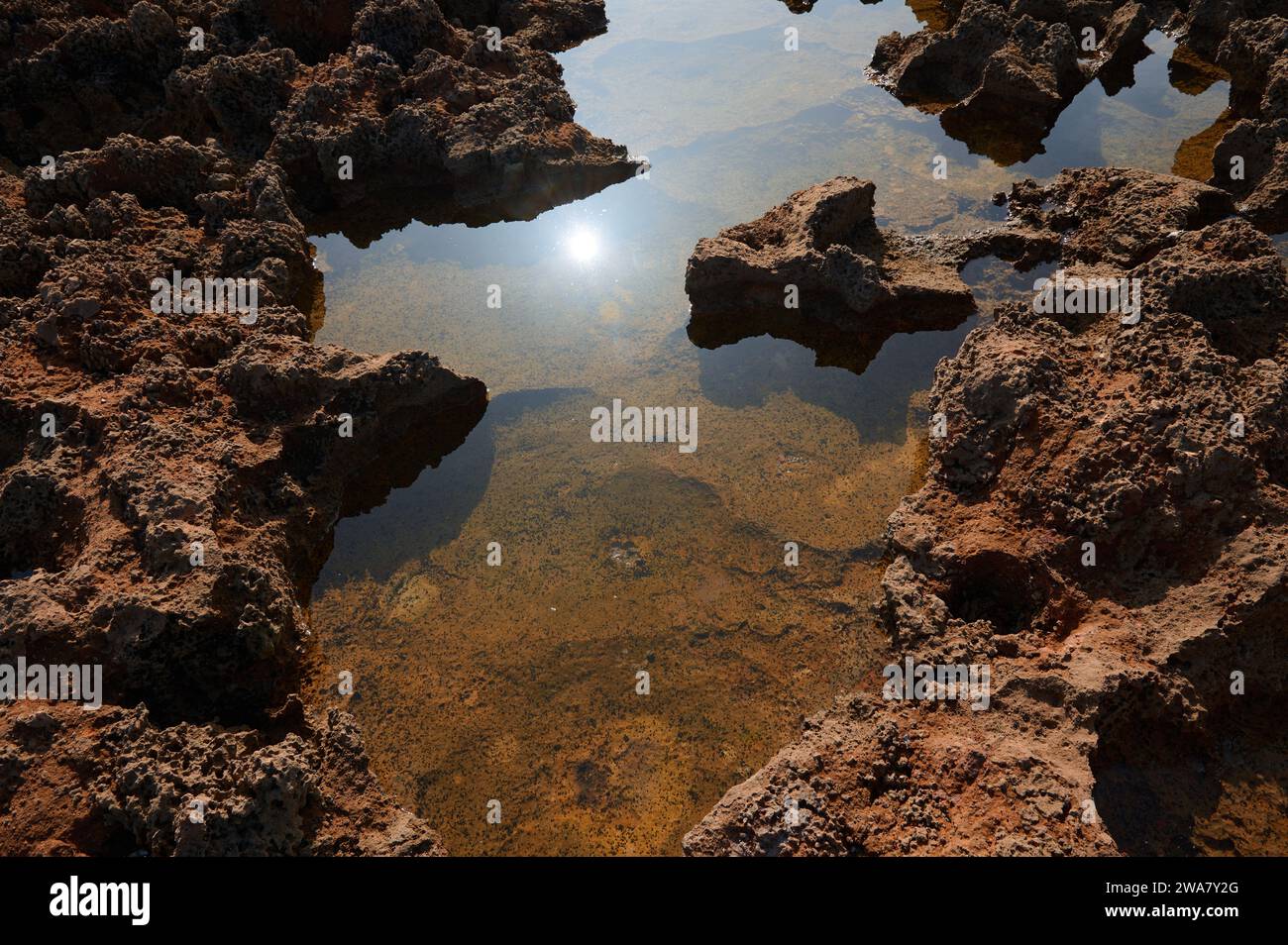 View from above of rocks with Atlantic ocean water. Beauty in nature ...