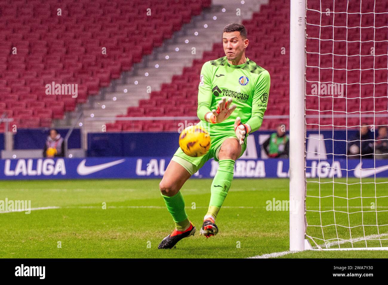 Madrid, Madrid, Spain. 2nd Jan, 2024. save by Getafe 13 goalkeeper ...