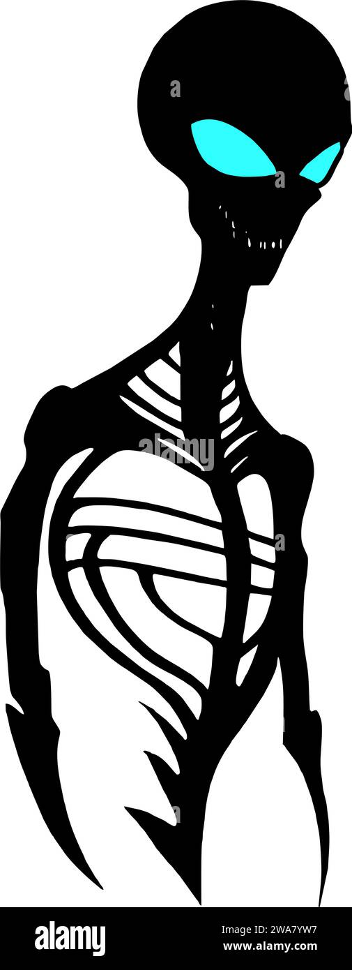 simple black outline drawing silhouette alien, logo, design Stock Photo ...
