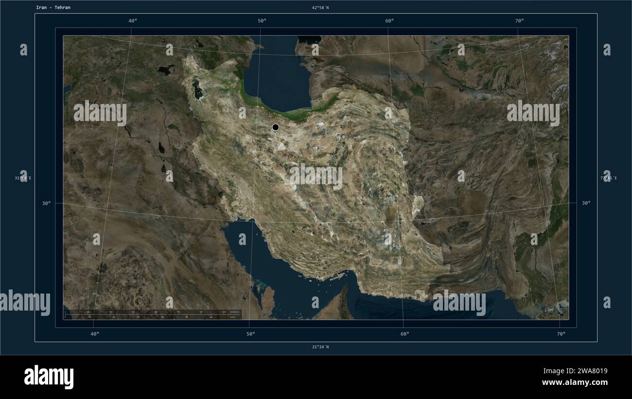 Iran highlighted on a high resolution satellite map map with the ...