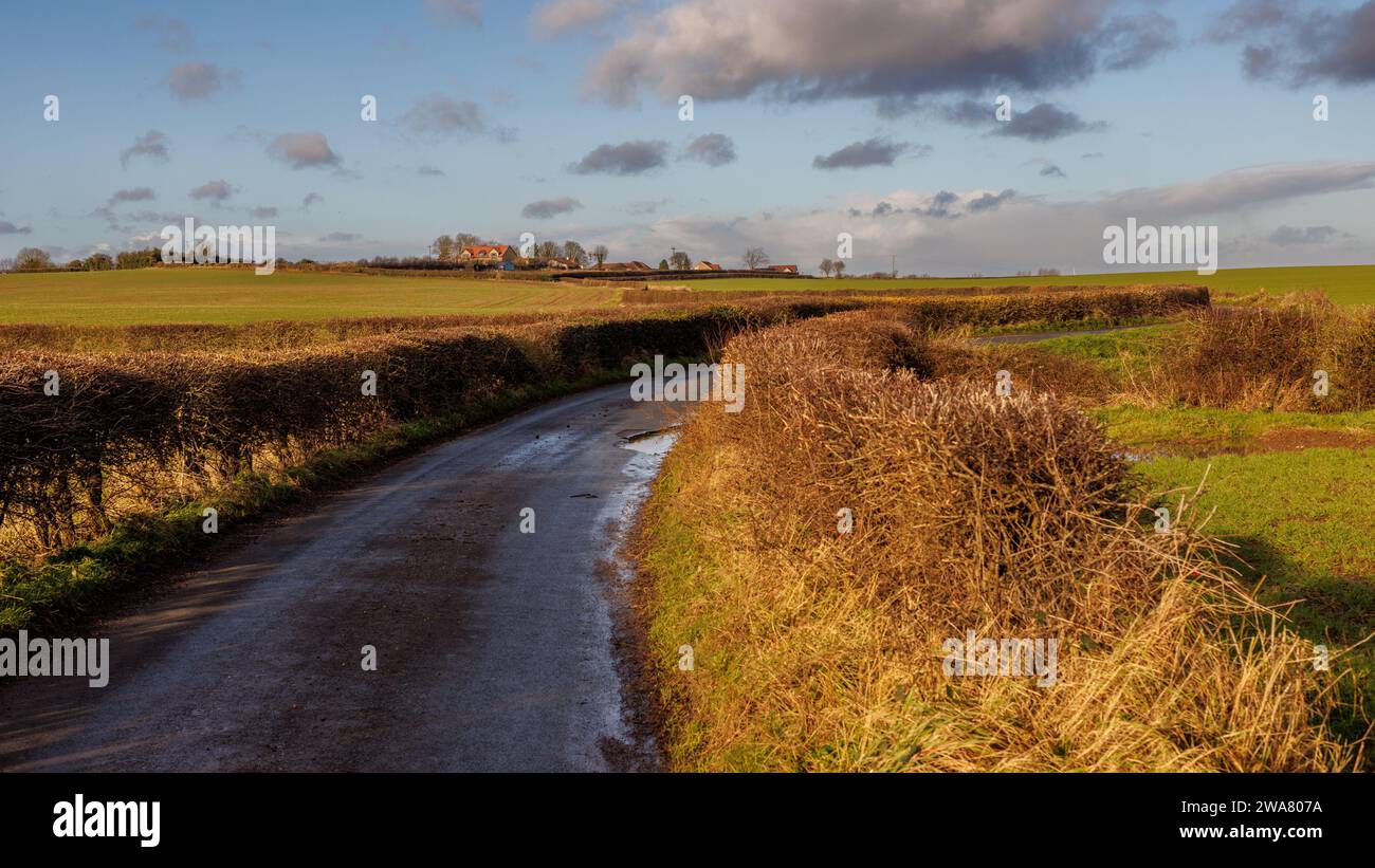 Country road leading to the rural village of Harthill , Nr Sheffield ...