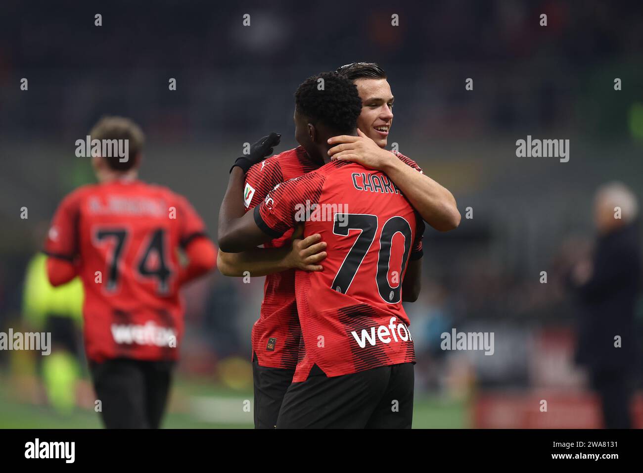 Milano, Italy. 02nd Jan, 2024. Chaka Traore of Ac Milan celebrates ...