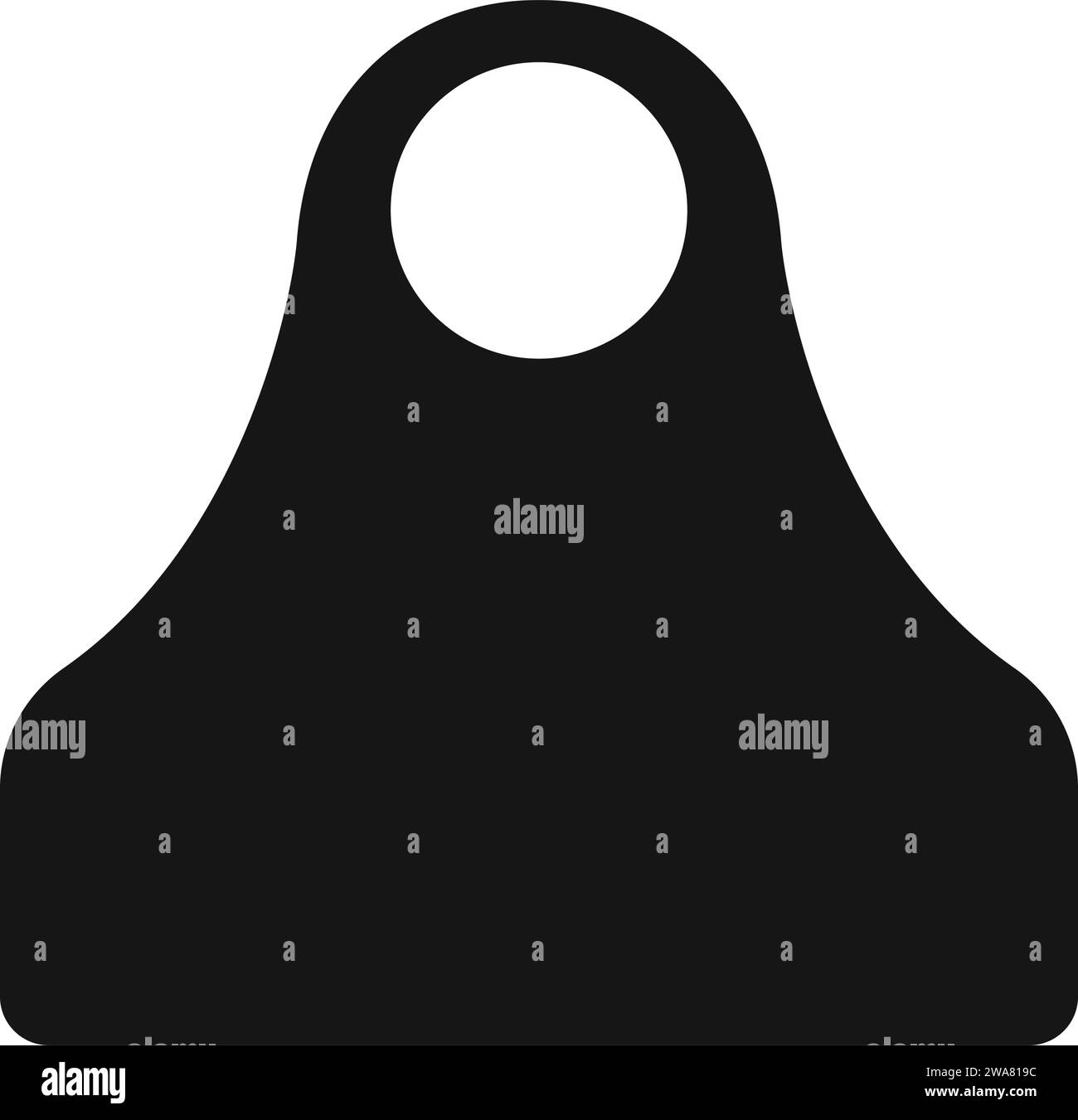 Ear tag design for cattle. Blank black identification label isolated on ...