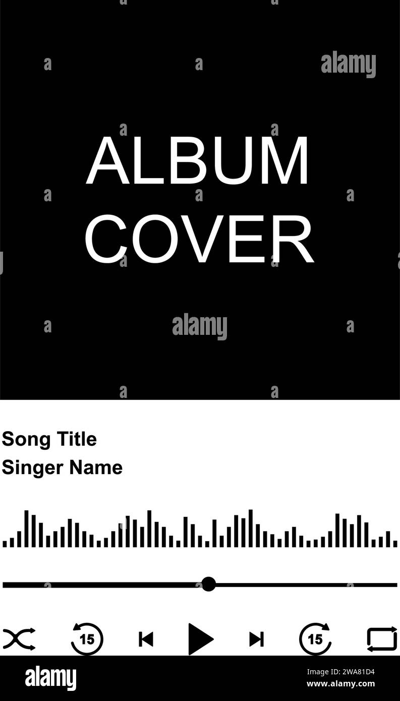 Design Of Music Player Interface With Album Cover Frame Buttons Loading Bar And Sound Wave