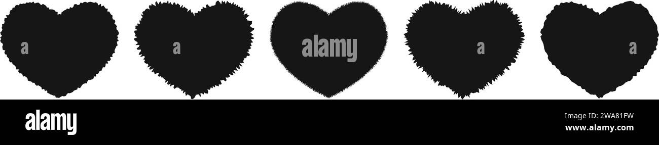 Set of paper heart shapes with ripped edges isolated on white ...