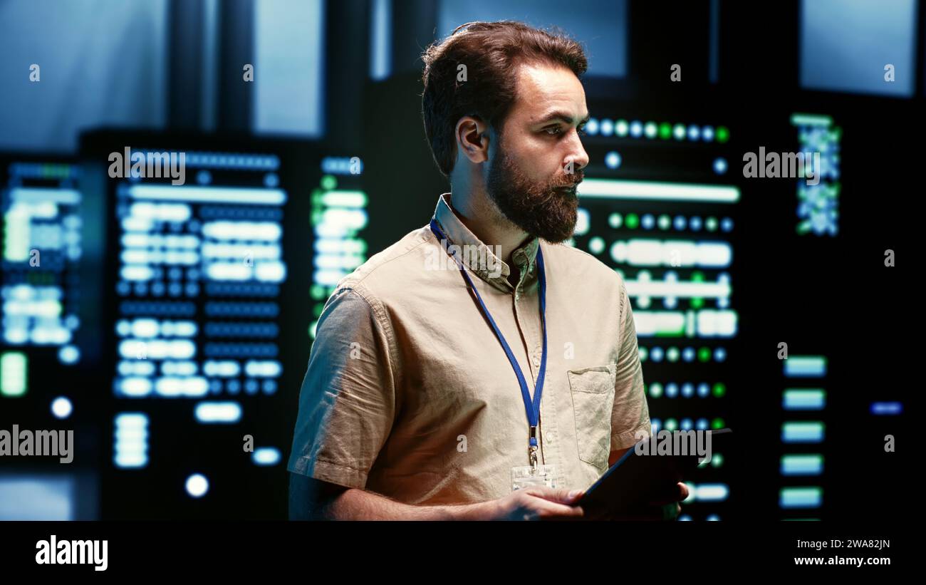 Engineer Doing Maintenance In Server Room Providing Secure Scalable And Reliable