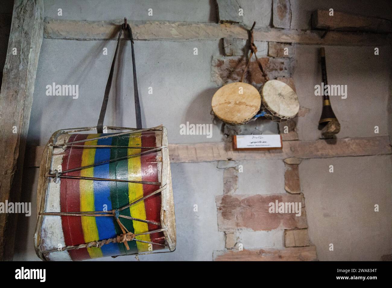 29 September, Karimabad, Pakistan. Drum in Fort Baltit, Hunza valley in ...