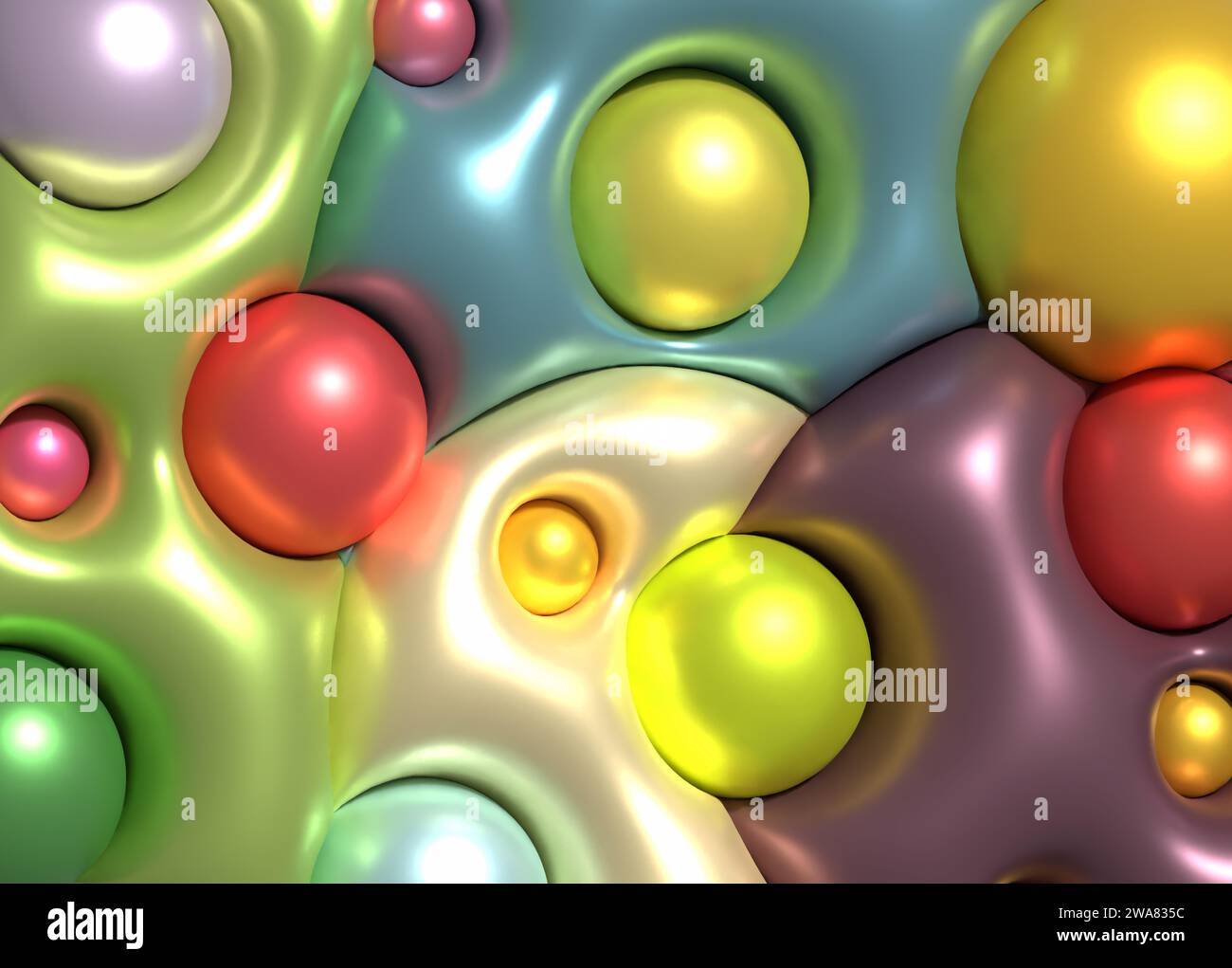 Background with circles, inflated shapes. 3d rendering illustration ...
