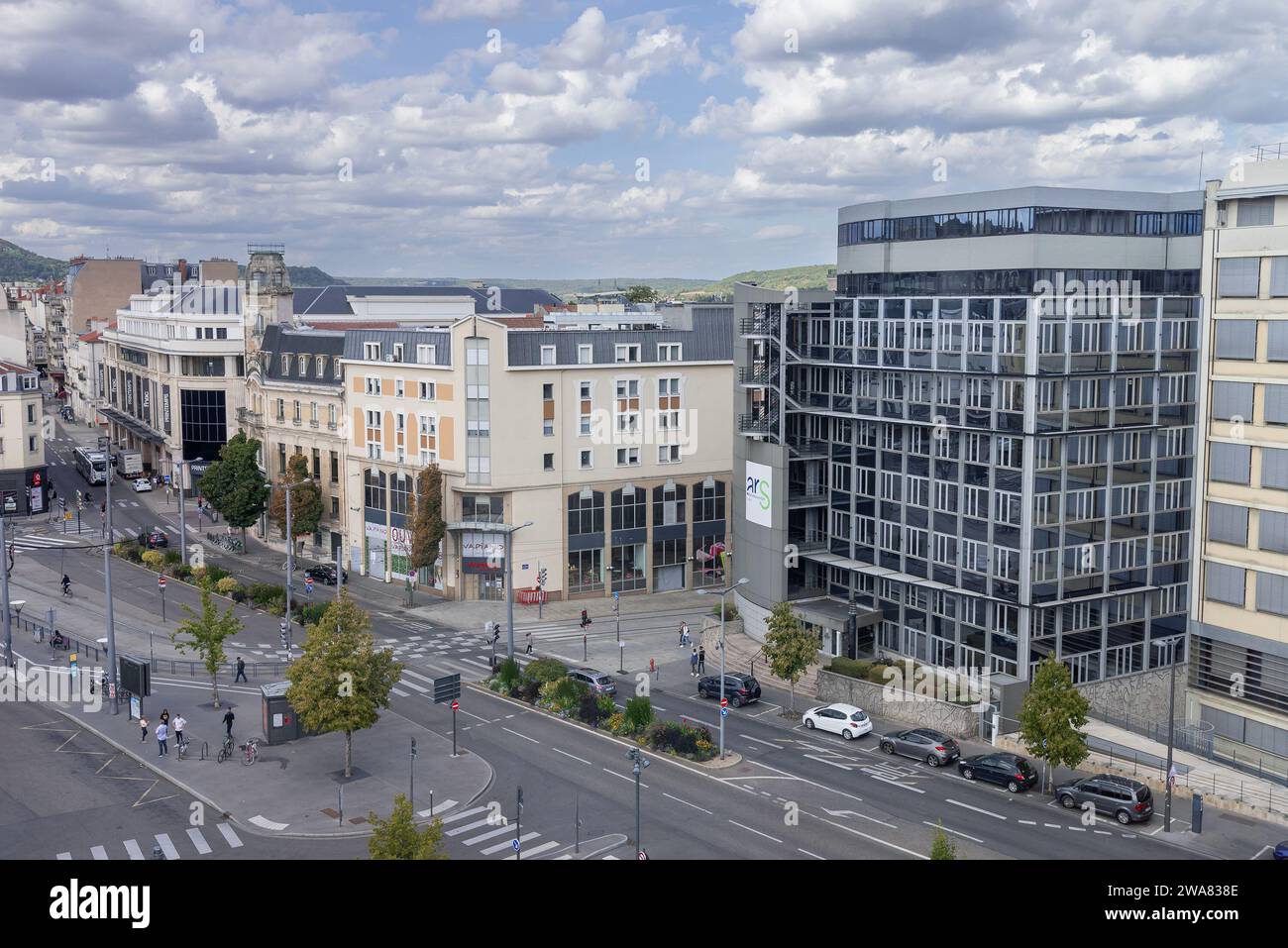 Nancy, France - View of Nancy from building, with large avenue and many ...