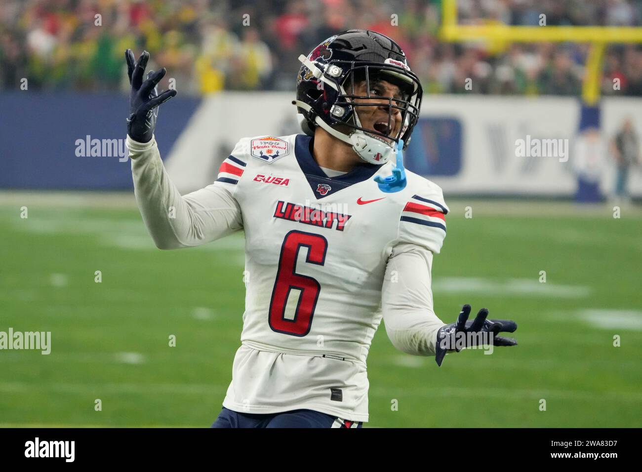 Liberty defensive back Brandon Bishop (6) during the first half of the ...