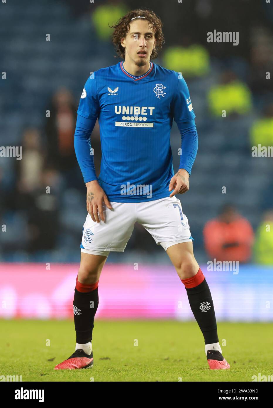 Rangers' Fabio Silva during the cinch Premiership match at the Ibrox ...