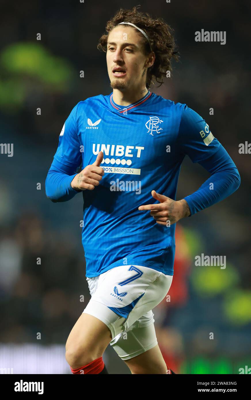 Rangers' Fabio Silva during the cinch Premiership match at the Ibrox ...