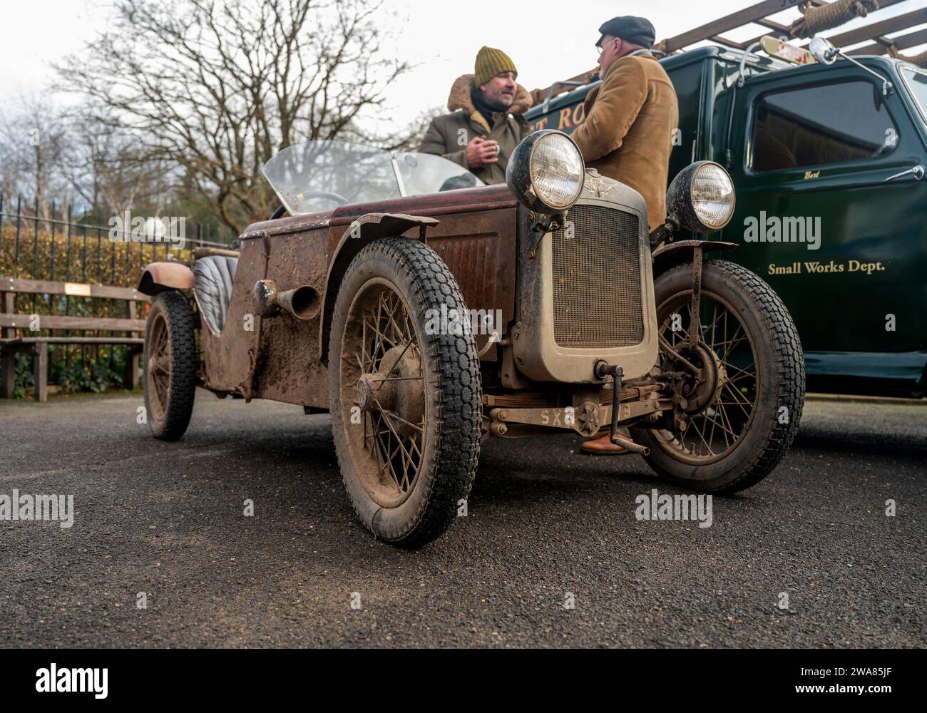 Muddy hill climb Austin Seven and Pre War cars at Brooklands New Years ... Muddy hill climb Austin Seven and Pre War cars at Brooklands New Years ...