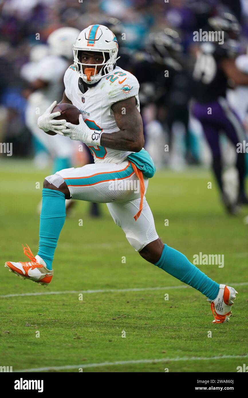 Miami Dolphins running back Jeff Wilson Jr. (23) during an NFL football game against the ...