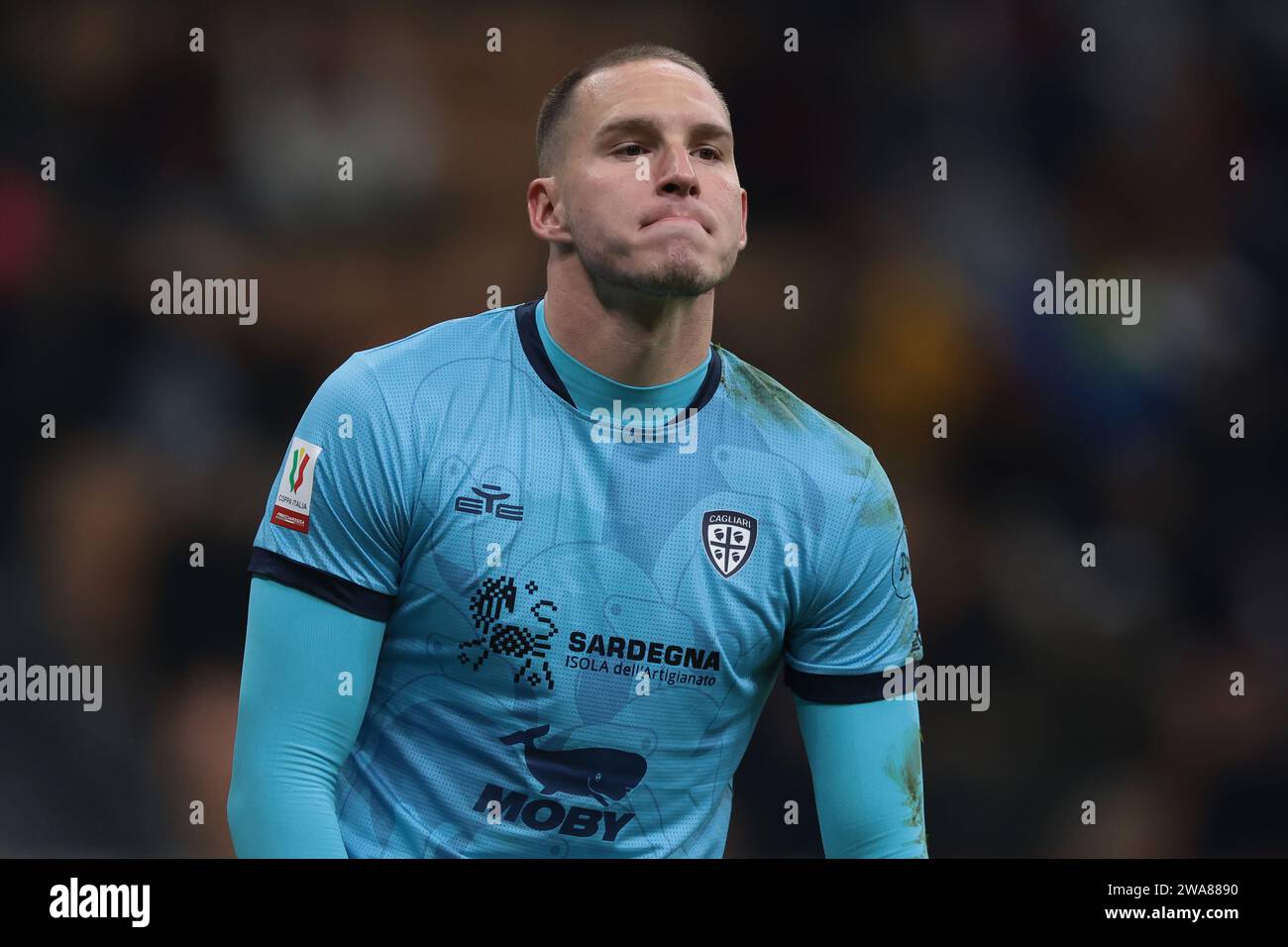 Milan, Italy. 2nd Jan, 2024. Boris Radunovic of Cagliari reacts during ...