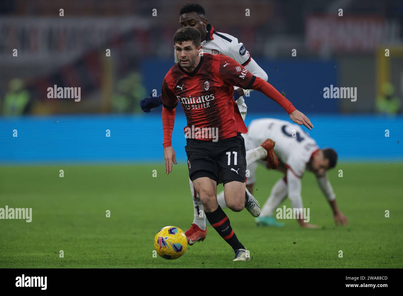 Milan, Italy. 2nd Jan, 2024. Christian Pulisic of AC Milan is pursued ...