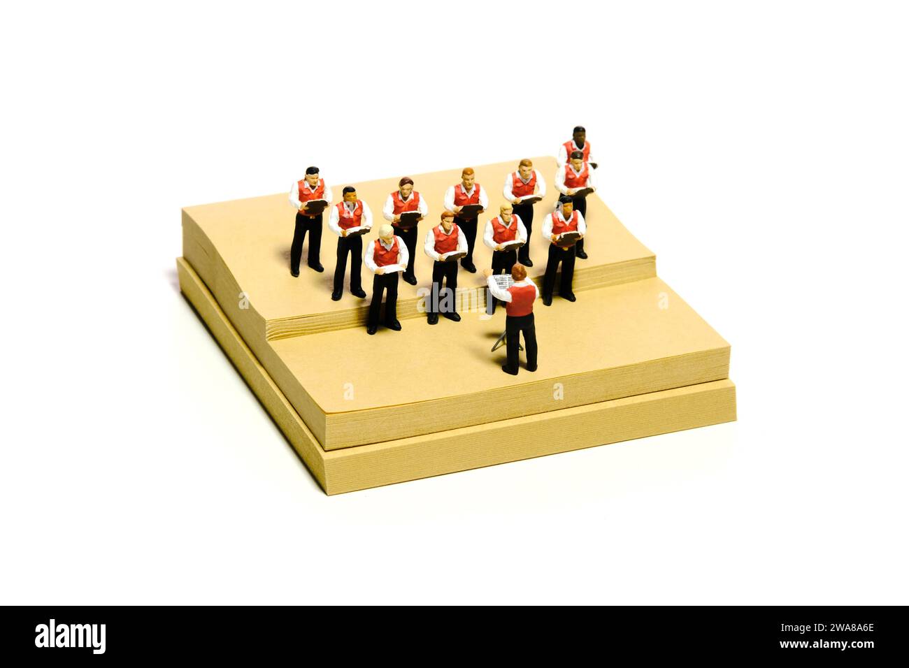 Creative miniature people toy figure photography. Sticky notes ...