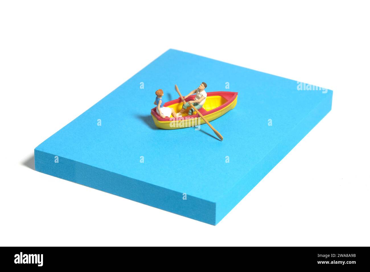 Creative miniature people toy figure photography. Sticky notes ...